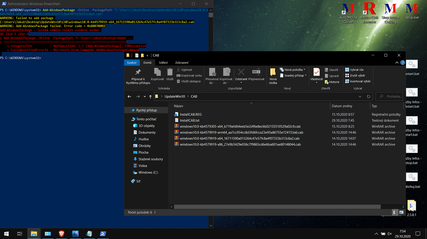I use a PowerShell script to install msu updates .cab updates?, but ...