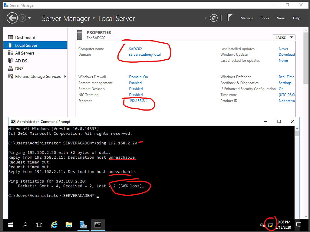 Ping Failed Configure Adds Between Two Subnets Windows Server General Server Academy